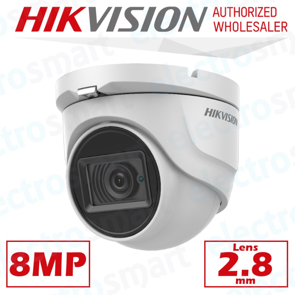 DS-2CE76U1T-ITMF Hikvision 8MP 4K Fixed Turret Camera 2.8mm Lens White